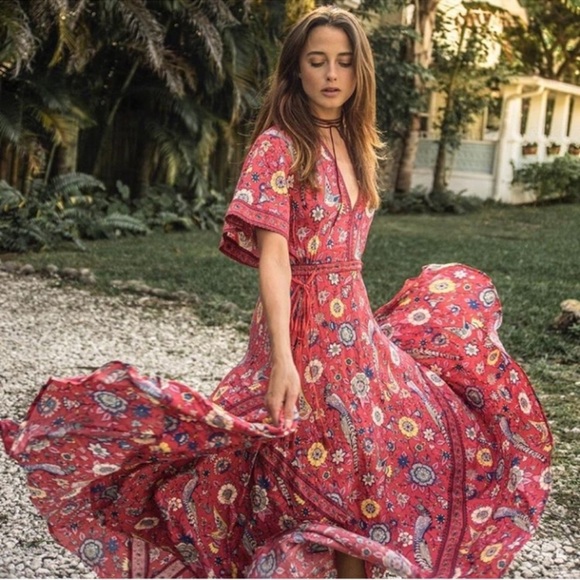 Spell | Dresses | Spell Designs Lovebird Half Moon Gown Rose Red Small ...